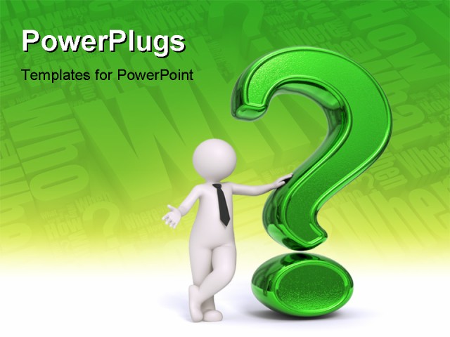 3d business man standing near a green question mark - Isolated ...